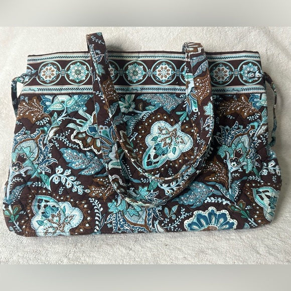 Vera Bradley | Bags | Vera Bradley Java Blue Medium Tote Bag Retired ...